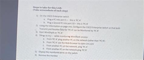 Solved Steps To Take For This LAB Take Screenshots Of Each Chegg