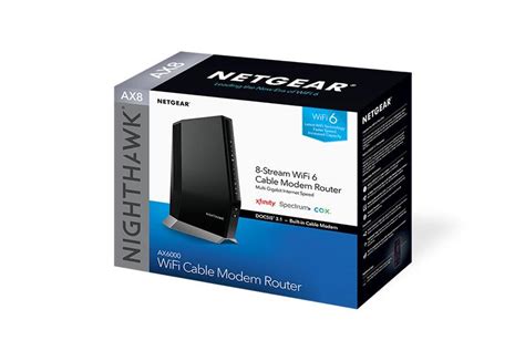Nighthawk CAX80 DOCSIS 3 1 Cable Modem Router With WiFi 6 NETGEAR