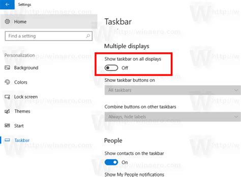 hide taskbar on multiple displays in windows 10