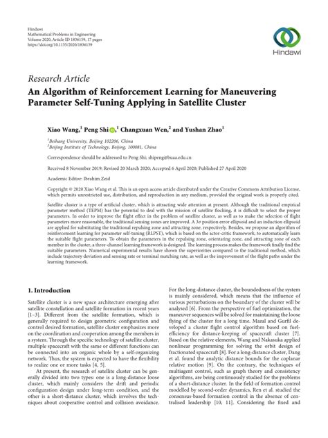 Pdf An Algorithm Of Reinforcement Learning For Maneuvering Parameter Self Tuning Applying In
