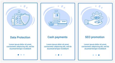 Premium Vector A Set Of Ui And Ux Interfaces Topic Data Protection Cash Payments And Seo Promotion