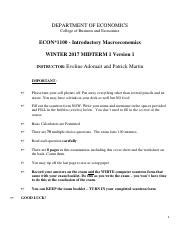 Econ Midterm V Pdf DEPARTMENT OF ECONOMICS College Of Business And Economics ECON