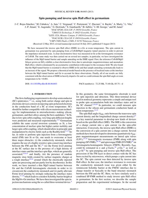 Pdf Spin Pumping And Inverse Spin Hall Effect In Germanium