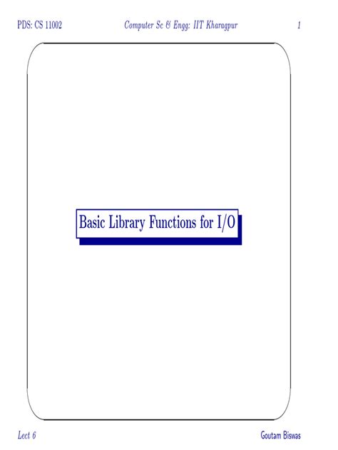 Lect6 Basic Library Functions For Pdf