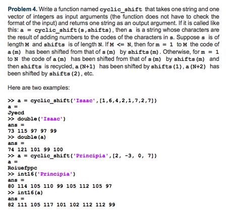 Solved Problem 4 Write A Function Named Cyclic Shift That