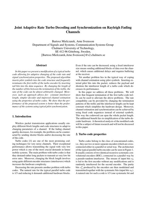 Pdf Joint Adaptive Rate Turbo Decoding And Synchronization On