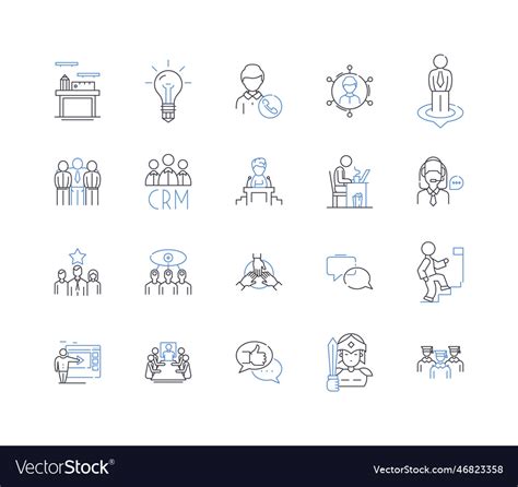 Workforce Manpower Line Icons Collection Vector Image