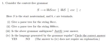 Solved Consider The Context Free Grammar Chegg