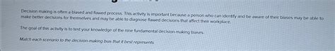 Solved Decision making is often a biased and flawed process. | Chegg.com