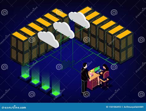 Isometric Network Server Room Stock Vector Illustration Of Processor