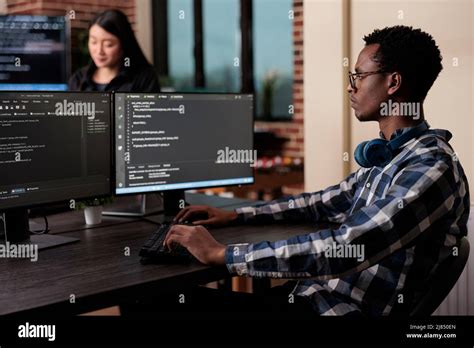 Cyber Security Company Employee Developing Blockchain Based Database