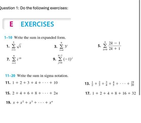 Solved Question 1 Do The Following Exercises E Chegg Com