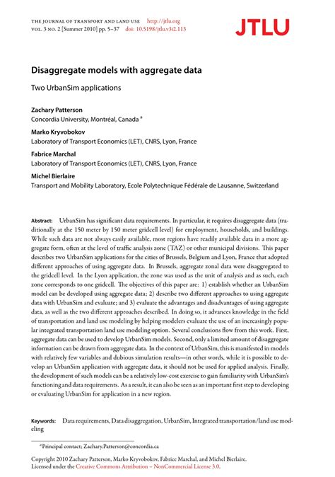 Pdf Disaggregate Models With Aggregate Data Two Urbansim Applications