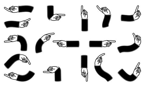 Set Of Pointing Finger Silhouettes With Various Pointing Expressions