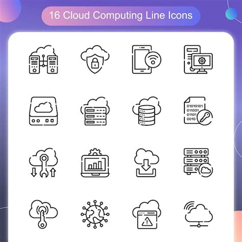 Premium Vector Cloud Computing Vector Outline Icon Set 01