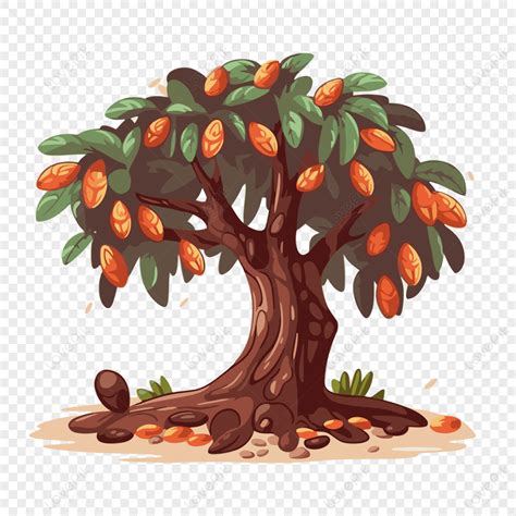 可可樹 向量剪貼畫貼紙剪貼畫可可樹與橙色水果卡通卡通片圖片素材 Eps圖片尺寸4267 × 4267px 高清圖案380602401