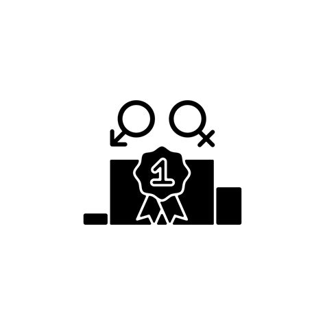 Gender Equality Black Glyph Icon Enjoy Equal Rewards Gender Parity