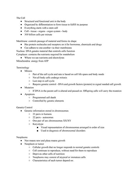 Normal And Abnormal Cell Growth The Cell Structural And Functional