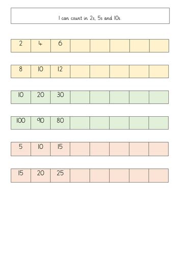 Counting In 2s 5s And 10s Worksheet 2 Levels Of Difficulty Teaching Resources