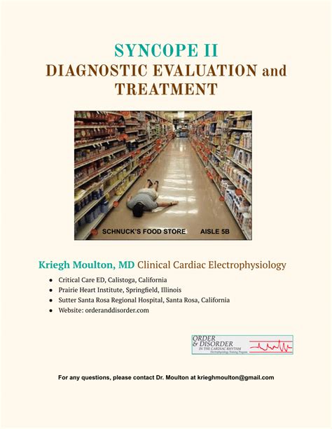 Pdf Syncope Ii Diagnostic Evaluation And Treatment