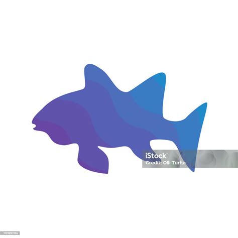 벡터 일러스트 레이 션 아이콘입니다 마린 트로피컬 디자인 바다 물고기의 블루 그라데이션 실루엣입니다 강에 대한 스톡 벡터 아트