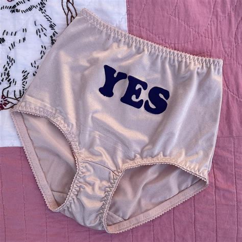 Block Printed By Me “yes” Panty Pink Shiny Nylon Depop