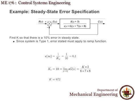Lecture 12 Me 176 6 Steady State Error