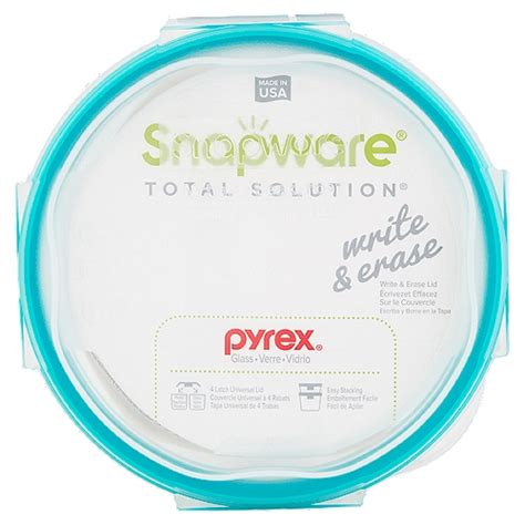Pyrex Snapware Total Solution 4 Cup Glass Food Storage With Write