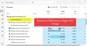 WinGet COM Server High CPU Or Power Usage Fix