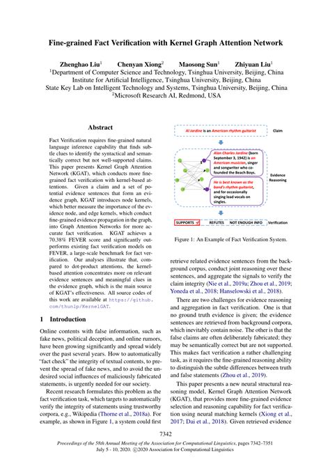 Pdf Fine Grained Fact Verification With Kernel Graph Attention Network