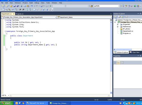 Sql Server Primary And Foreign Key Association Visual C Entity Framework
