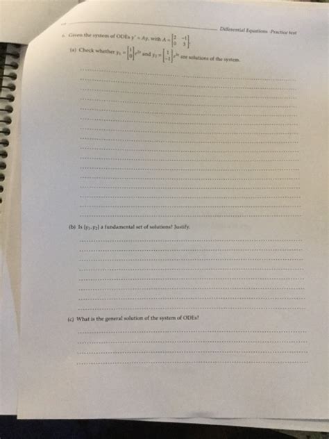 Solved Differential Equations Practice Test Gave The Stem Of