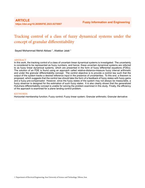 pdf tracking control of a class of fuzzy dynamical systems under the