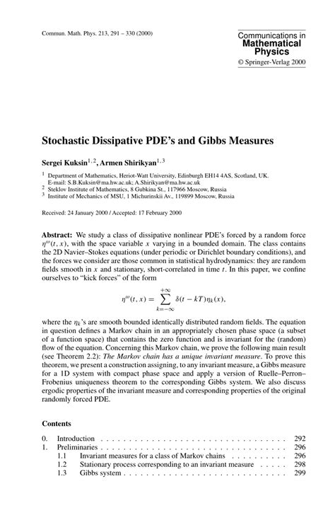 Pdf Stochastic Dissipative Pdes And Gibbs Measures