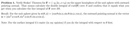 Solved Problem Verify Stokes Theorem For F Y X X Y Chegg