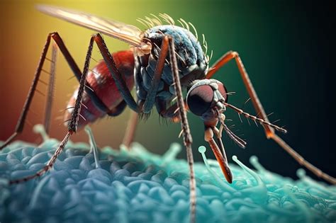 Premium Ai Image 3d Rendering Of A Mosquito Mosquito On Colorful Background Microscopic Image