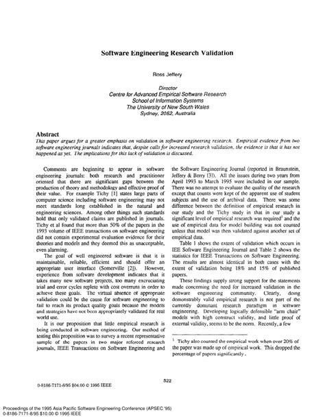 Pdf Software Engineering Research Validation