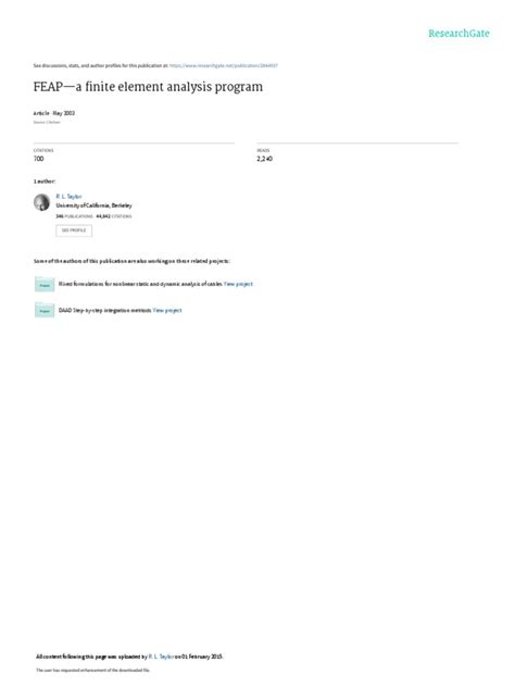 Feap Version 83 User Manual A Comprehensive Guide To Using The Finite