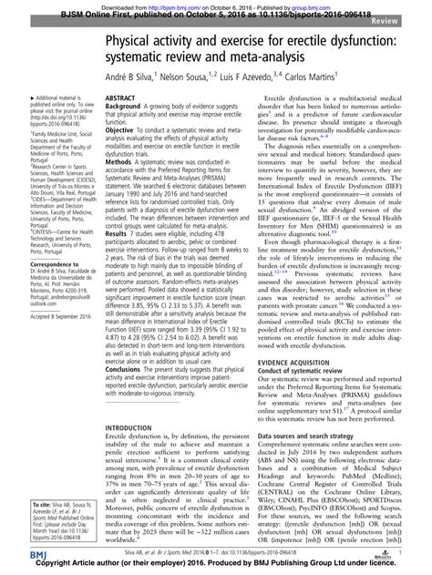 Pdf Physical Activity And Exercise For Erectile Dysfunction Systematic Review And Meta Analysis