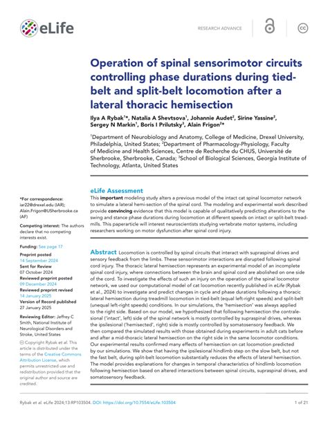 Pdf Operation Of Spinal Sensorimotor Circuits Controlling Phase