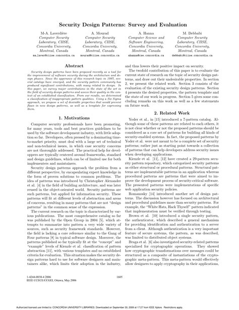 Pdf Security Design Patterns Survey And Evaluation