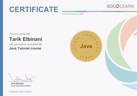 ‏sololearn Certificate Java 👍👍‏ ‏el Binani Tariq‏