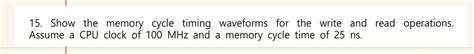 solved show the memory cycle timing waveforms for the write