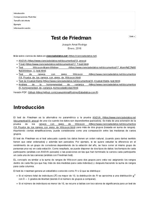 21 Friedman Test Pdf Análisis De Variación Tamaño Del Efecto