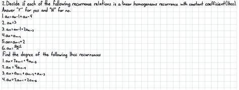 Solved 2 Decide If Each Of The Following Recurrence