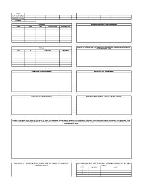 Pre Interview Form Interview Feedback Form Pdf