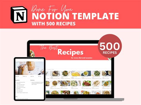 Notion Template Notion Templates Notion Recipe Manager With 500 Ready