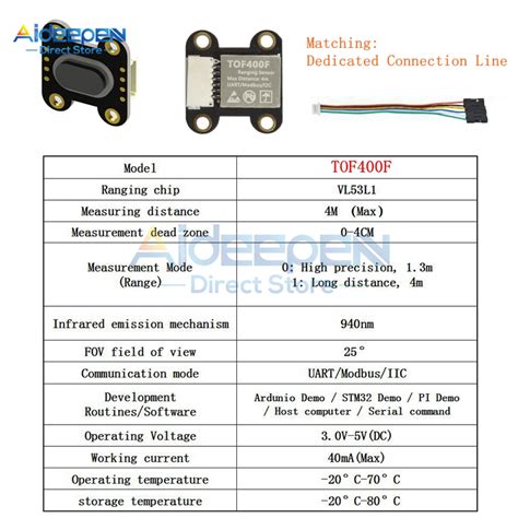 【new Arrivals】tof050f Tof200f Tof400f Distance Sensor Module 50cm 2m 4m