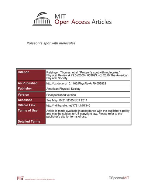 Pdf Poissons Spot With Molecules