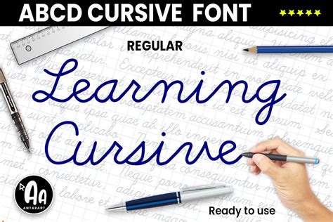 Abcd Cursive Regular Font By Antarart · Creative Fabrica